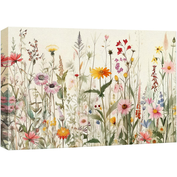 IDEA4WALL Vibrant Wildflower Daisy Floral Botanical Pictures French Country Large Framed Canvas ...